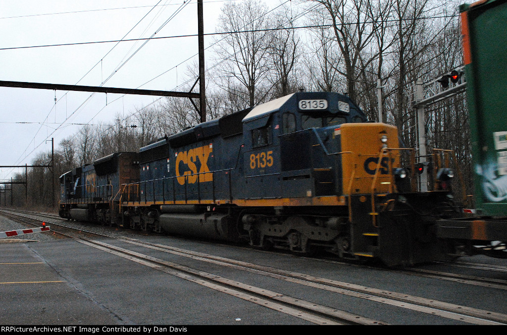CSX SD40-2 8135 trails on Q702-04
